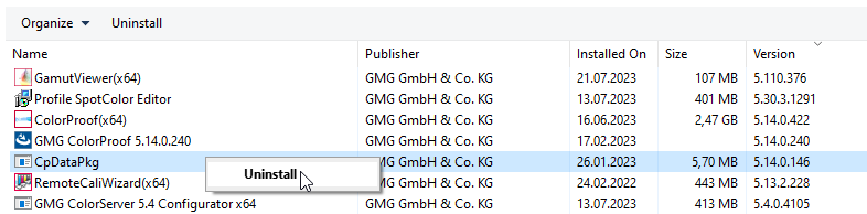 Wie deinstalliere ich GMG ColorProof vollständig von meinem System? – GMG Support