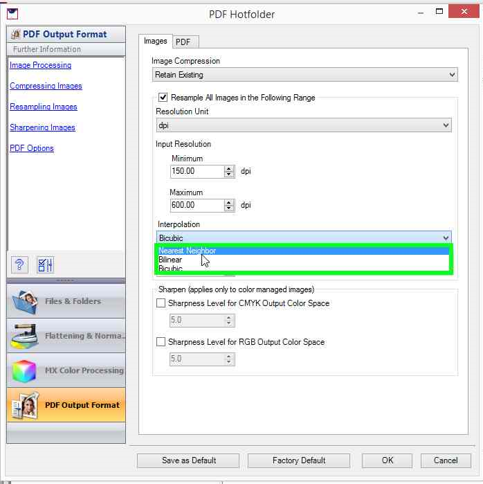 Resampling Image Settings in ColorServer – GMG Support