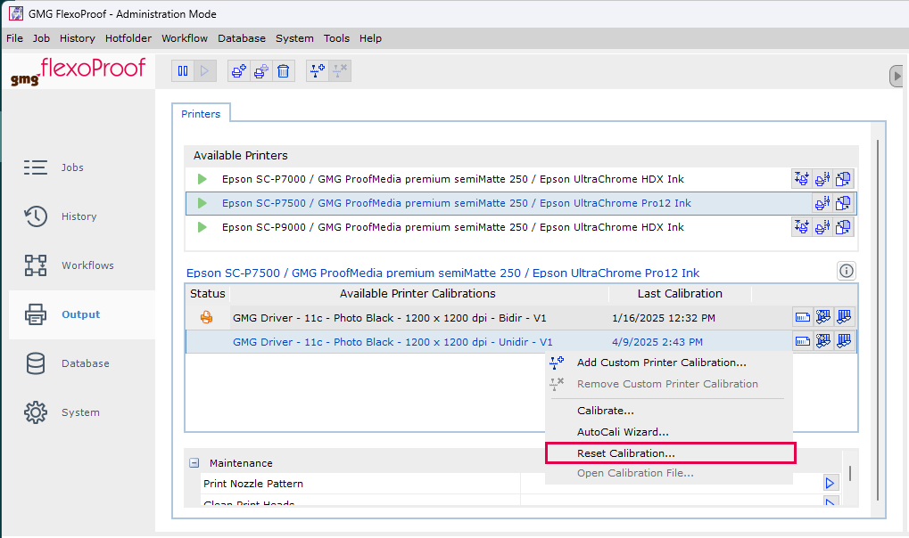 How to reset the printer's calibration? – GMG Support