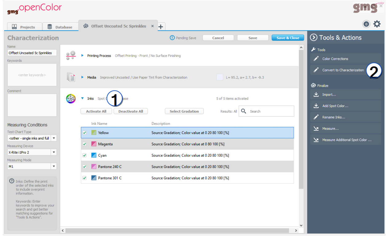 Create a spot color library from an existing characterization – GMG Support