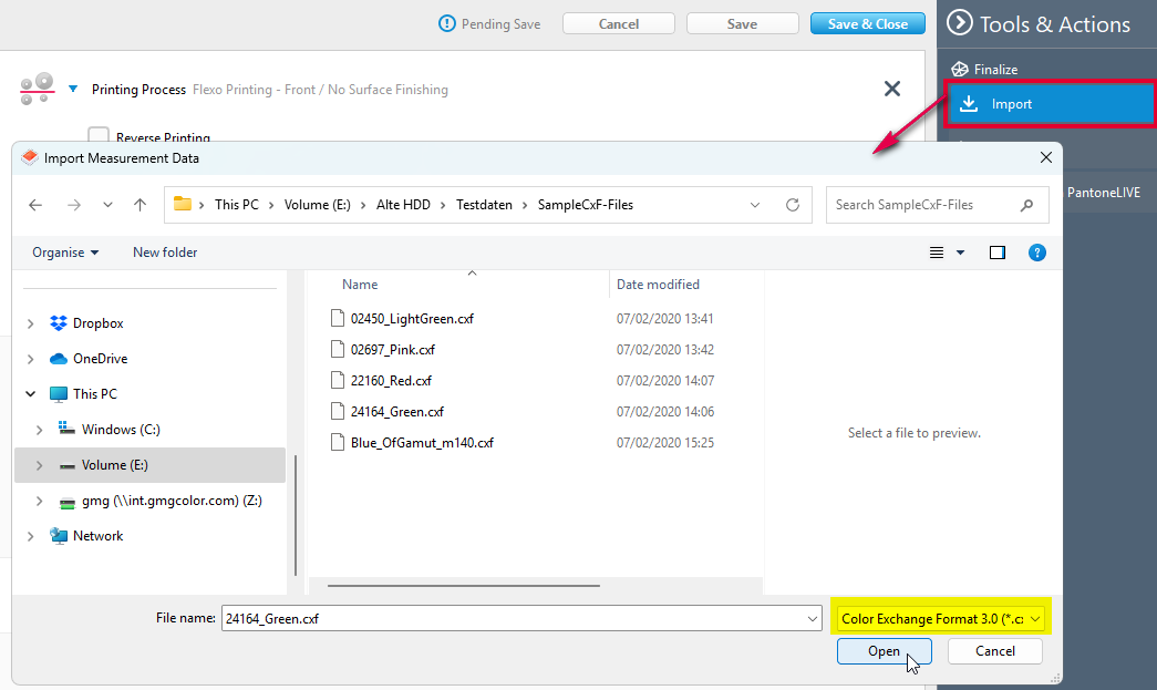 Sonderfarbenbibliotheken importieren – GMG Support