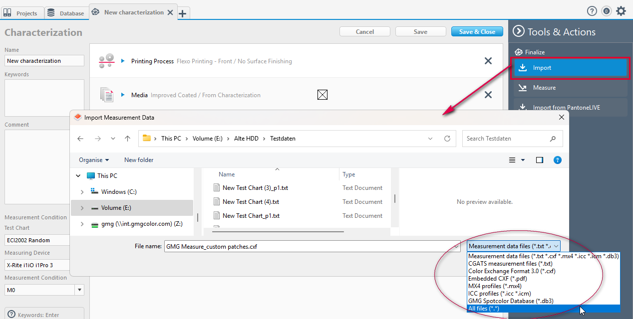 Eine Charakterisierung erstellen – GMG Support