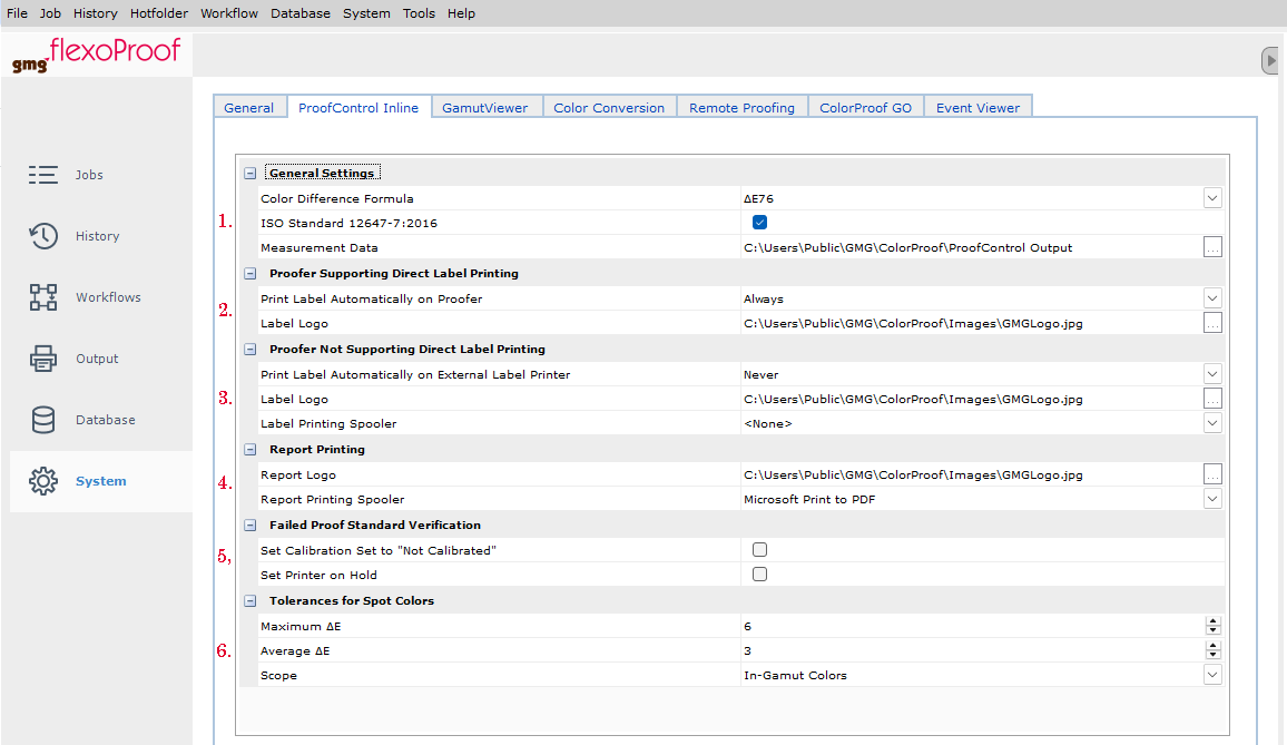 ProofControl Inline settings – GMG Support